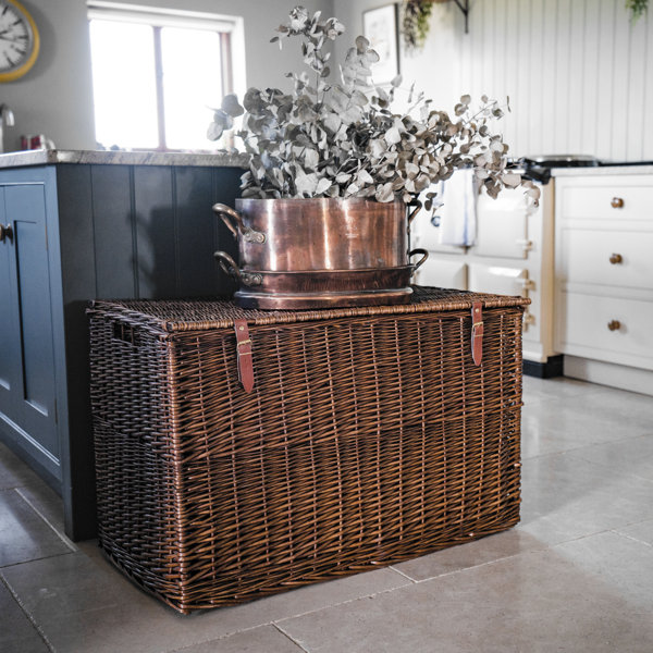 Bay Isle Home Kalki Extra Large Wicker Storage Trunk Basket with Lid ...