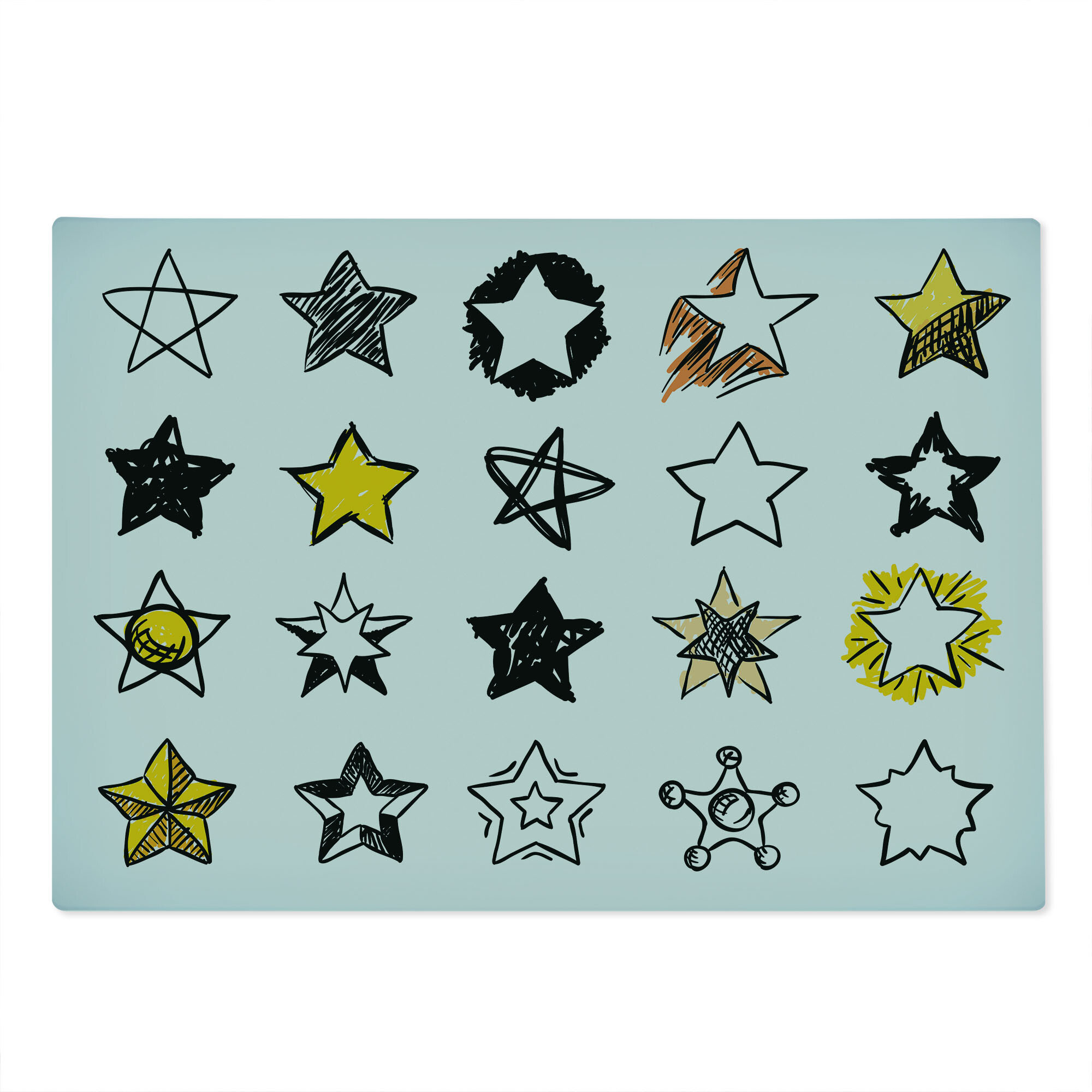 Ambesonne Star Cutting Board Large Size Punk Shapes and Designs Yellow ...