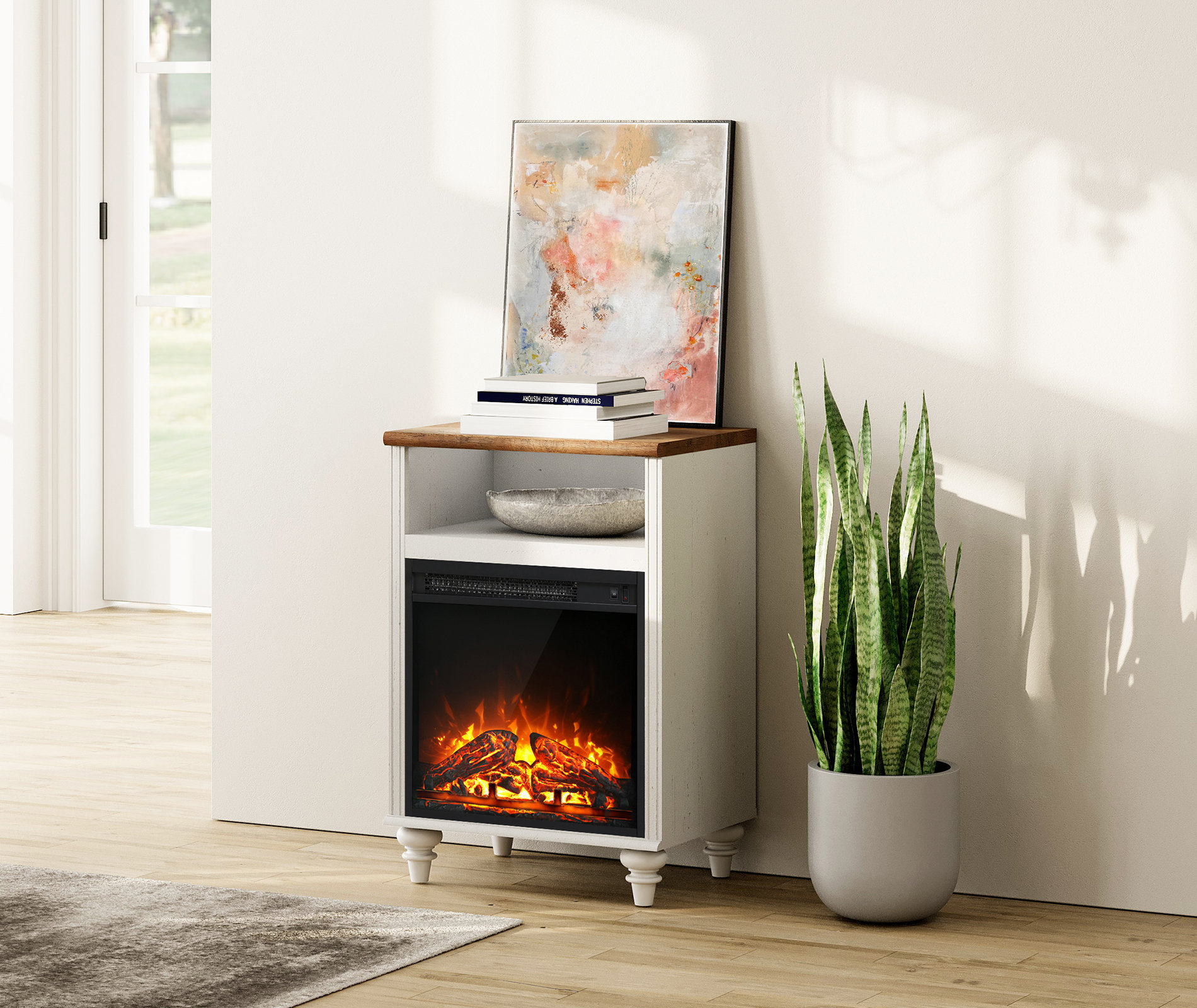 Charlton Home® Electric Fireplace, 3D Freestanding Fireplace Stove ...