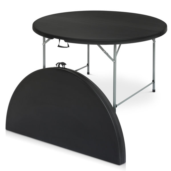 MoNiBloom Round Foldable Plastic Table Collapsible Circular Steel Frame ...
