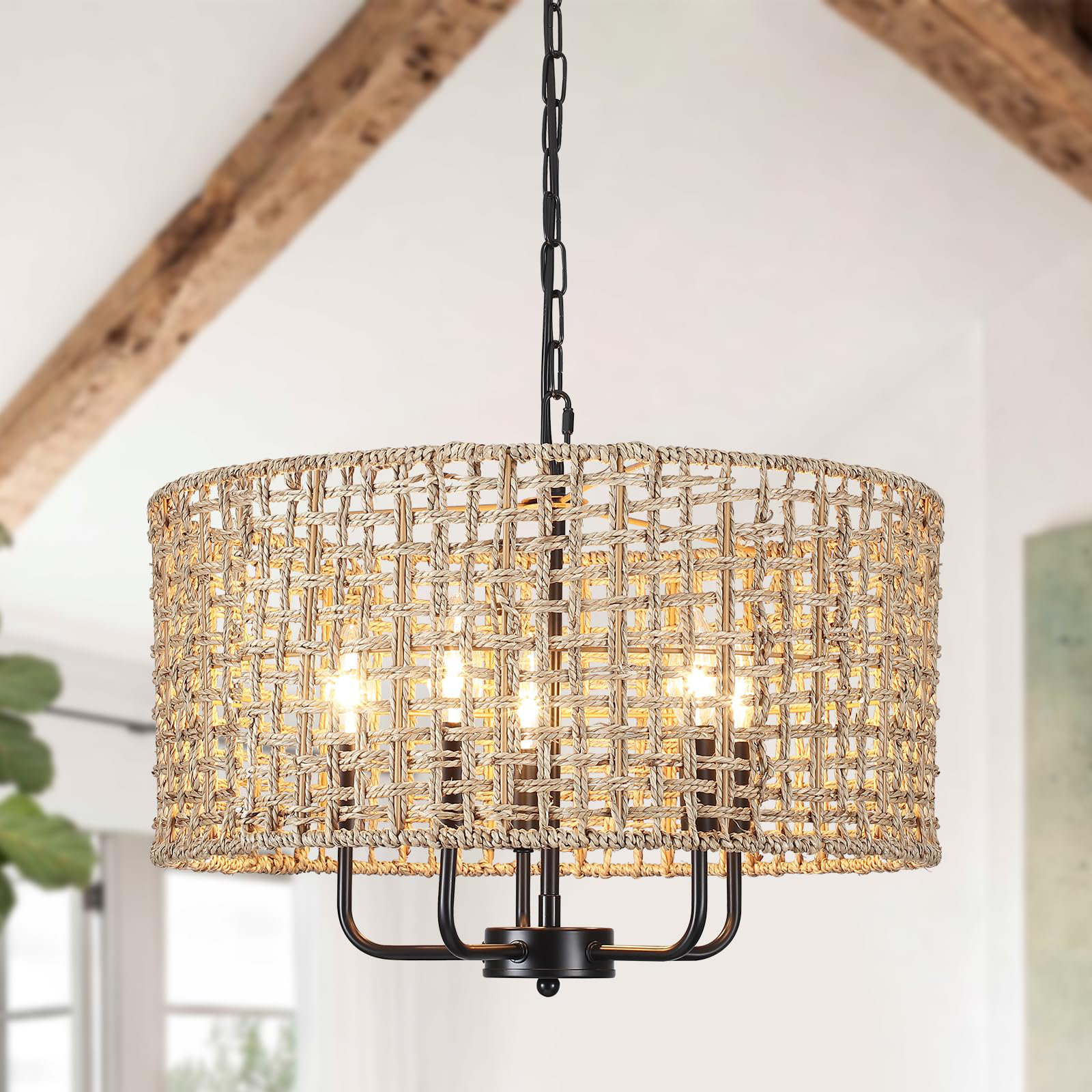 Bayou Breeze 19" Drum Coastal Chandeliers for Dining Room | Wayfair