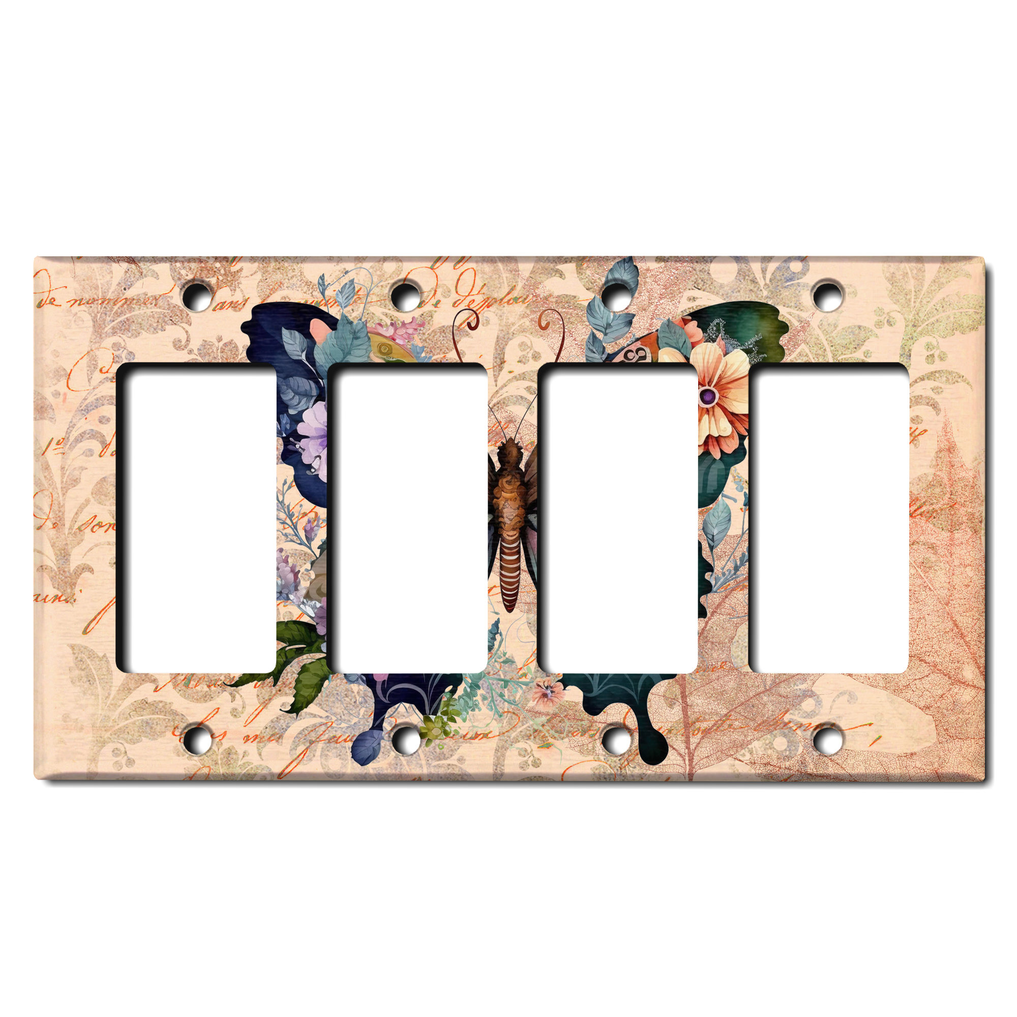 WorldAcc Metal Light Switch Plate Outlet Cover (Colourful Butterfly ...