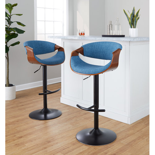 LumiSource Swivel Upholstered Adjustable Height Counter Stool with ...