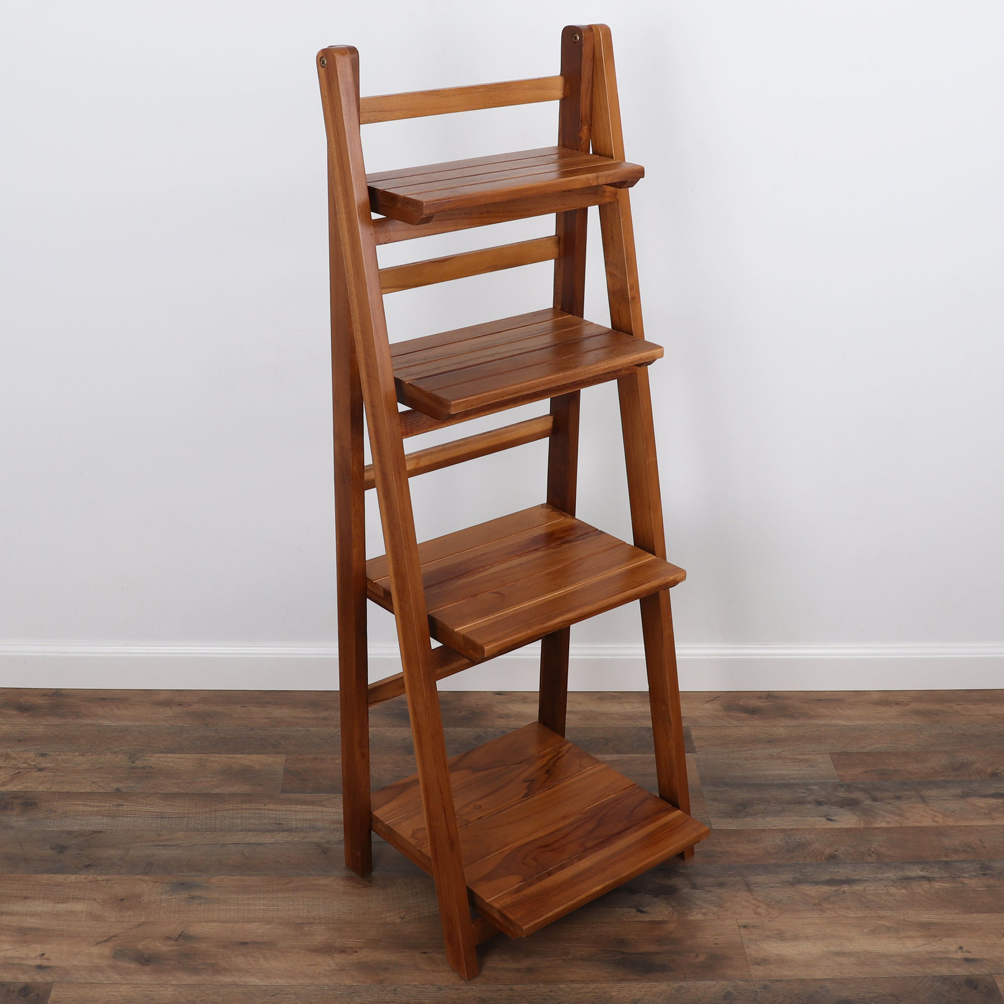 Millwood Pines Wooden Ladder Shelf (Teak) | Wayfair