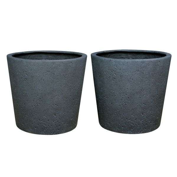Rugen Cylindrical Round 2 Piece Poly Fiber Stone Pot Planter | AllModern