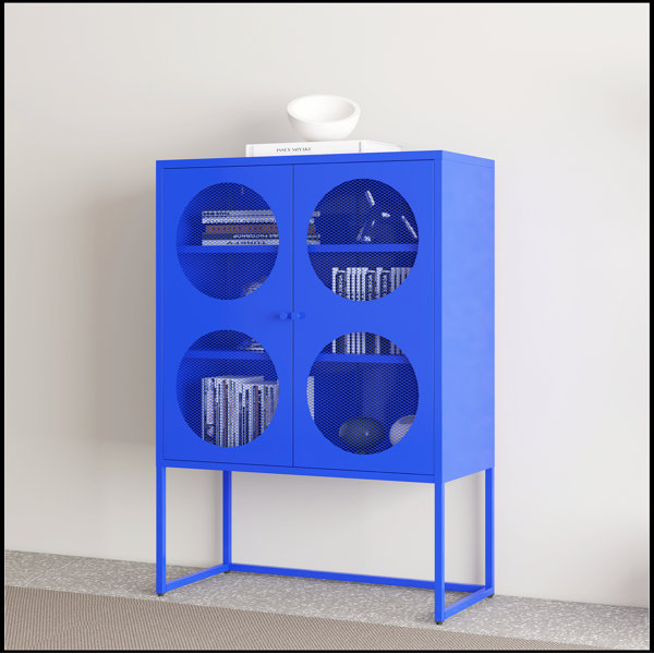Hokku Designs Garonne Modern Blue Storage Cabinet with Doors ...