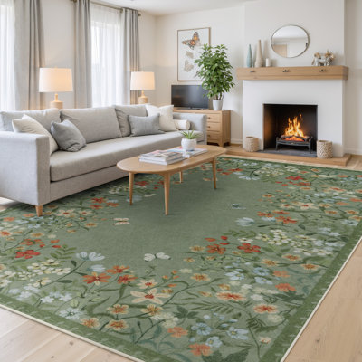 Lark Manor Floral Area Rug with Spiral Design - Elegant and Durable ...