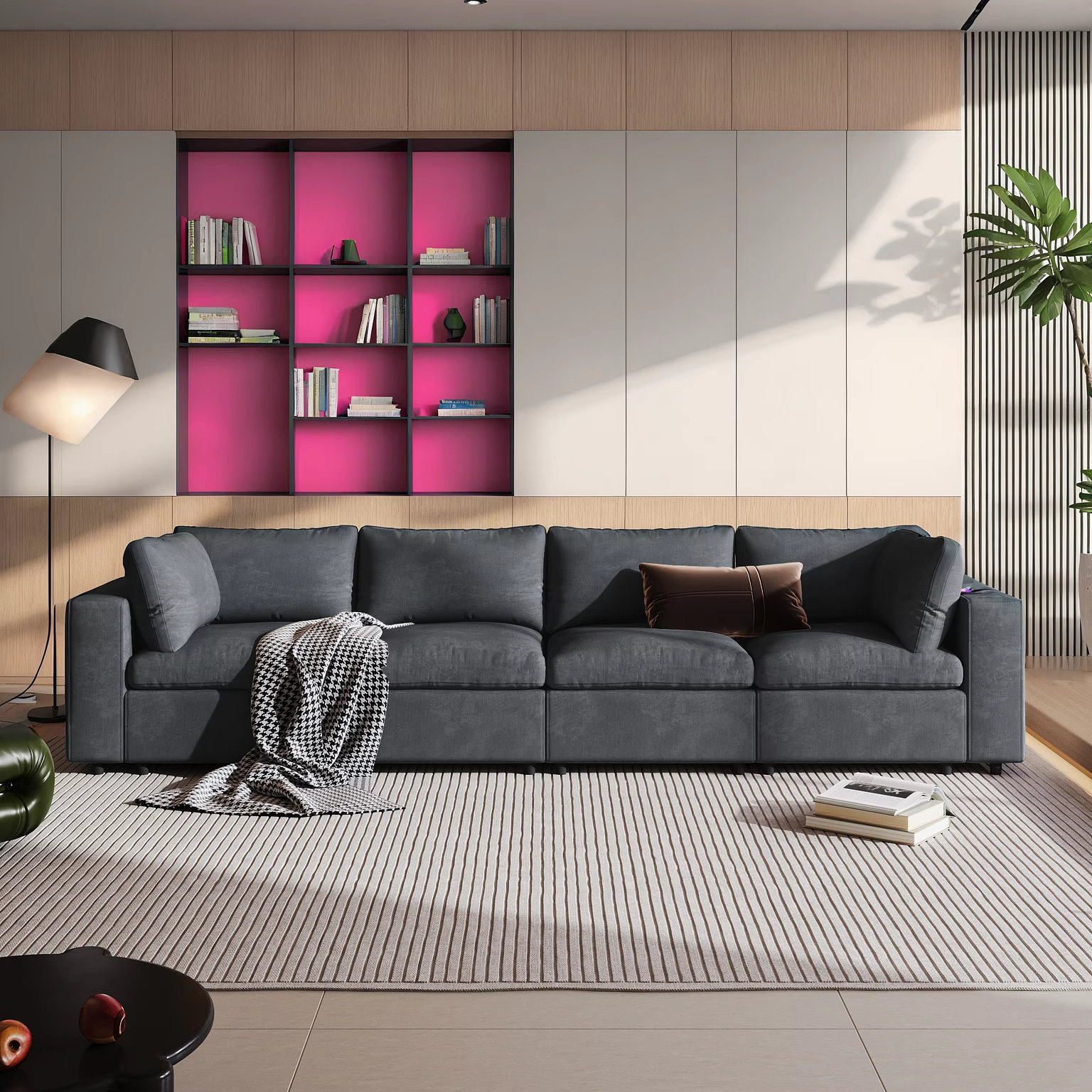 Hokku Designs U_style upholstered modular sofa | storage, usb ports ...