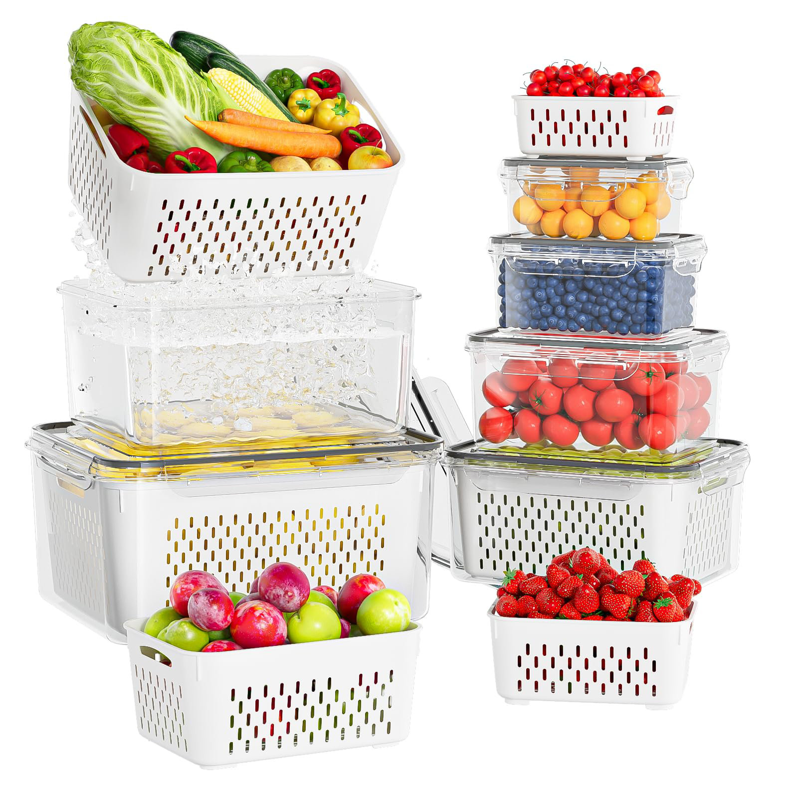 Hokku Designs 6 Pack Fruit Storage Containers For Fridge With Removable ...