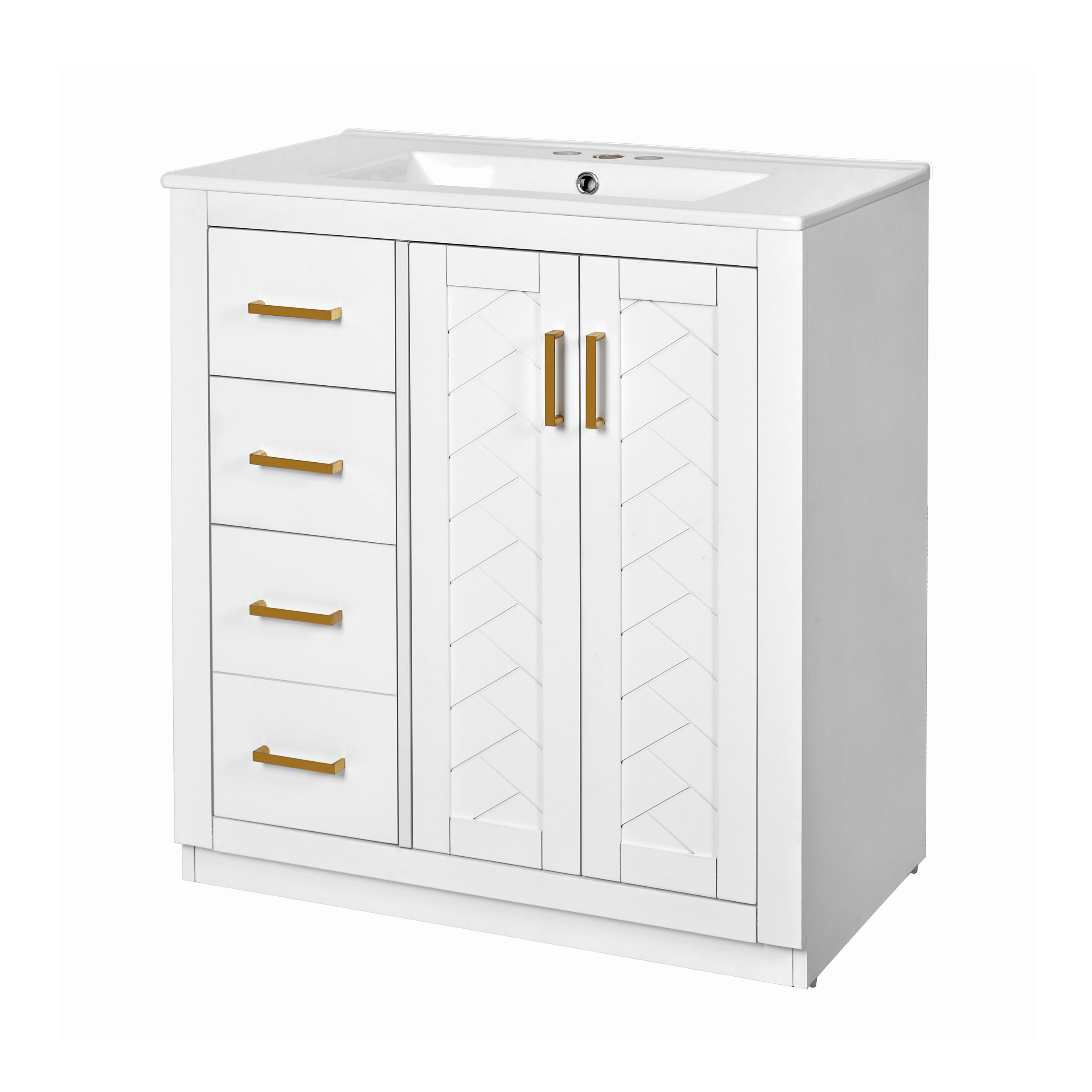 Lark Manor 30'' Freestanding Bathroom Solid Wood Frame Vanity Cabinet ...