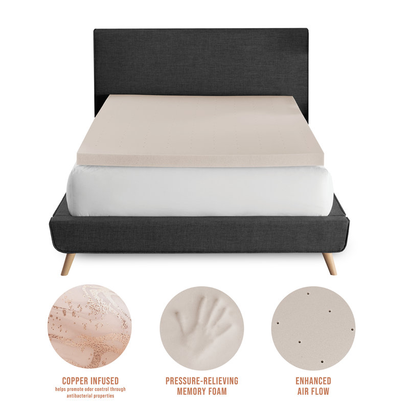 BodiPEDIC 3" Copper Infused Memory Foam Mattress Topper | Wayfair