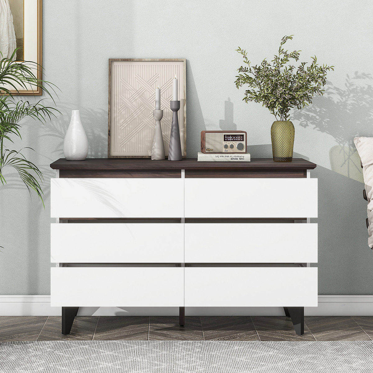 Latitude Run® 6-Drawer Double Dresser With Wide Drawers,White Dresser ...