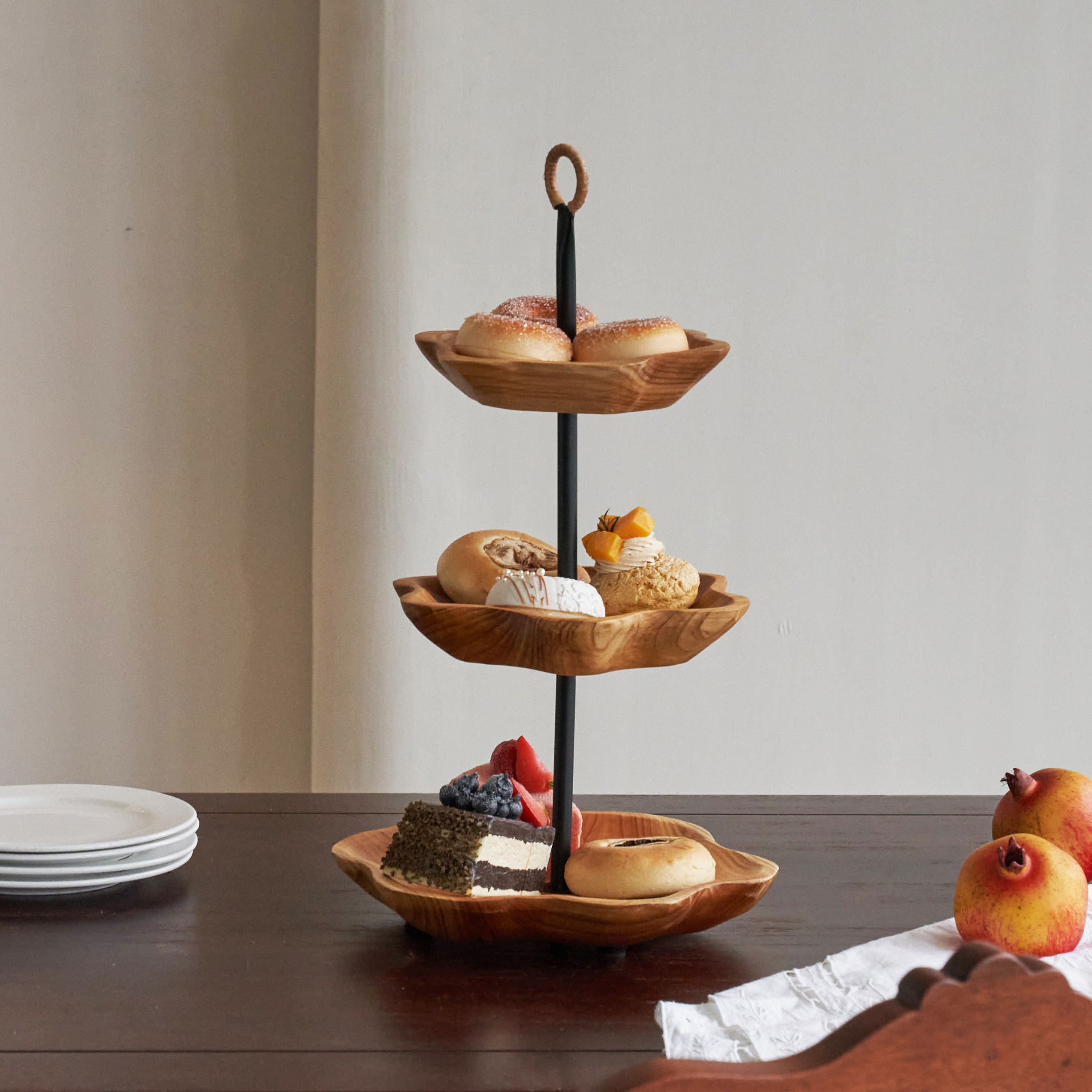 Lark Manor™ 3 Tier Wood Fruit And Snack Basket, Multi-Level Serving ...