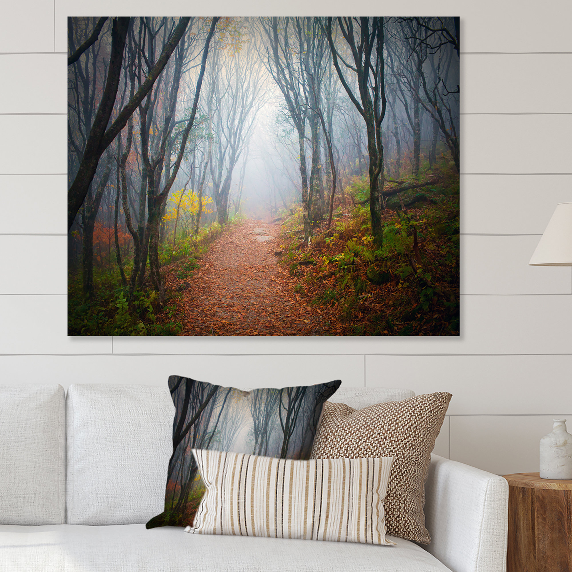 Millwood Pines Path To A Foggy Forest - Traditional Canvas Artwork ...