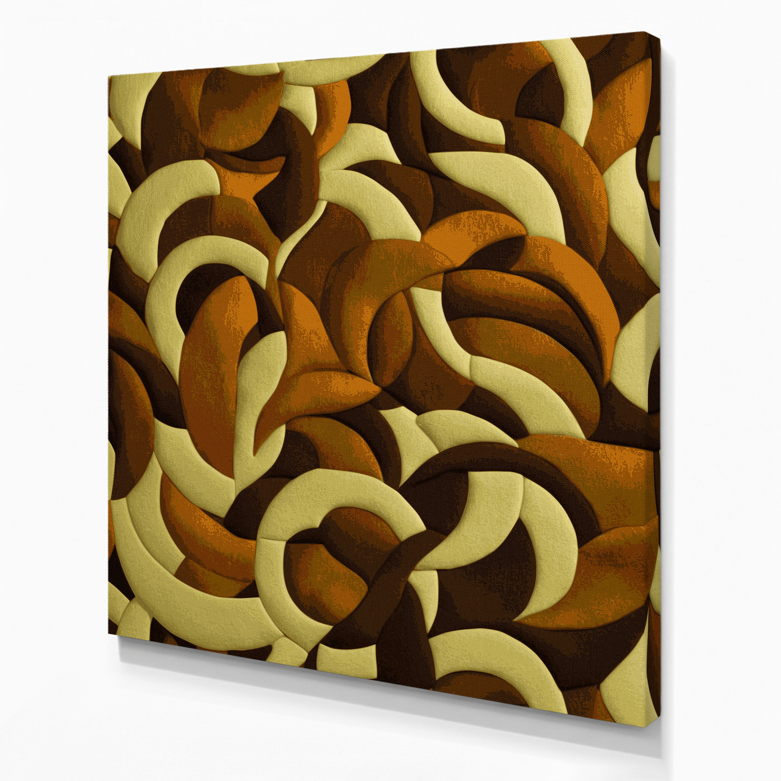 Latitude Run® Abstract Shapes 92 Brown Canvas Wall Art | Wayfair