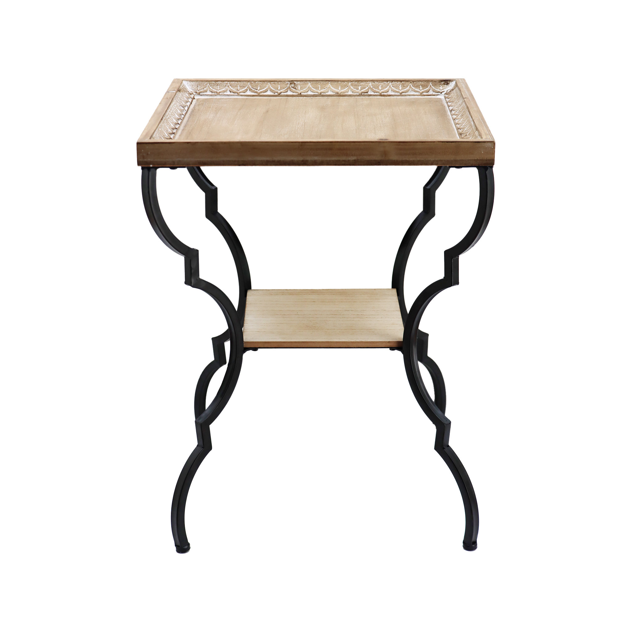 Williston Forge Square Wood Tray End Table with Curving Metal Legs ...