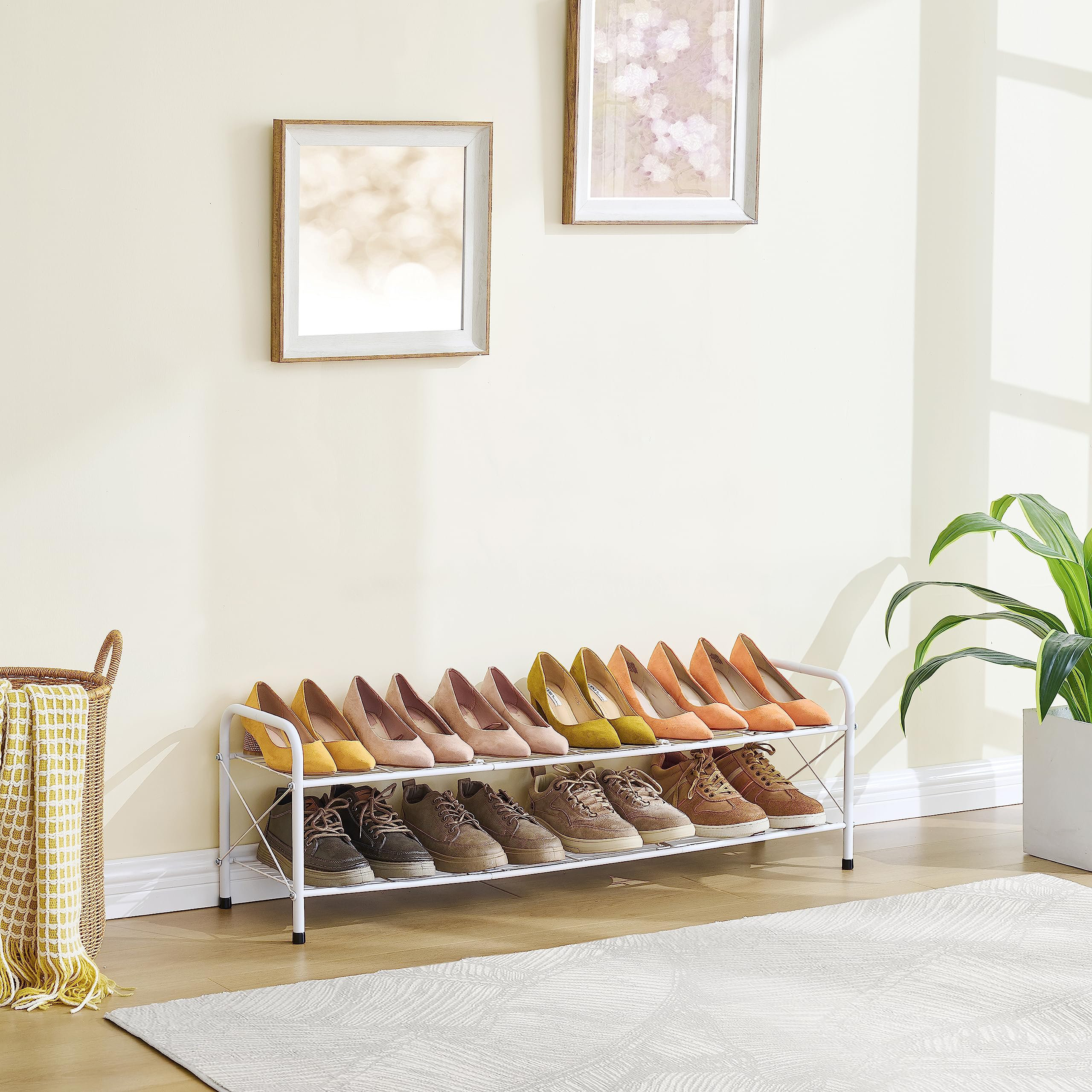 Ophelia & Co. White Freestanding Mesh Shoe Rack, Double-Layer Structure ...