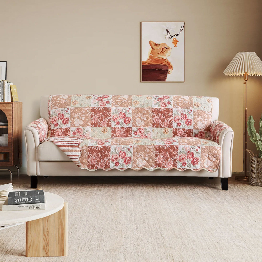 Red Barrel Studio® Slipcover With Armrests & Backrest, Floral Patchwork ...