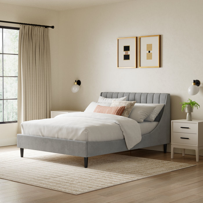 Wade Logan® Helaina Upholstered Wingback Bed & Reviews | Wayfair