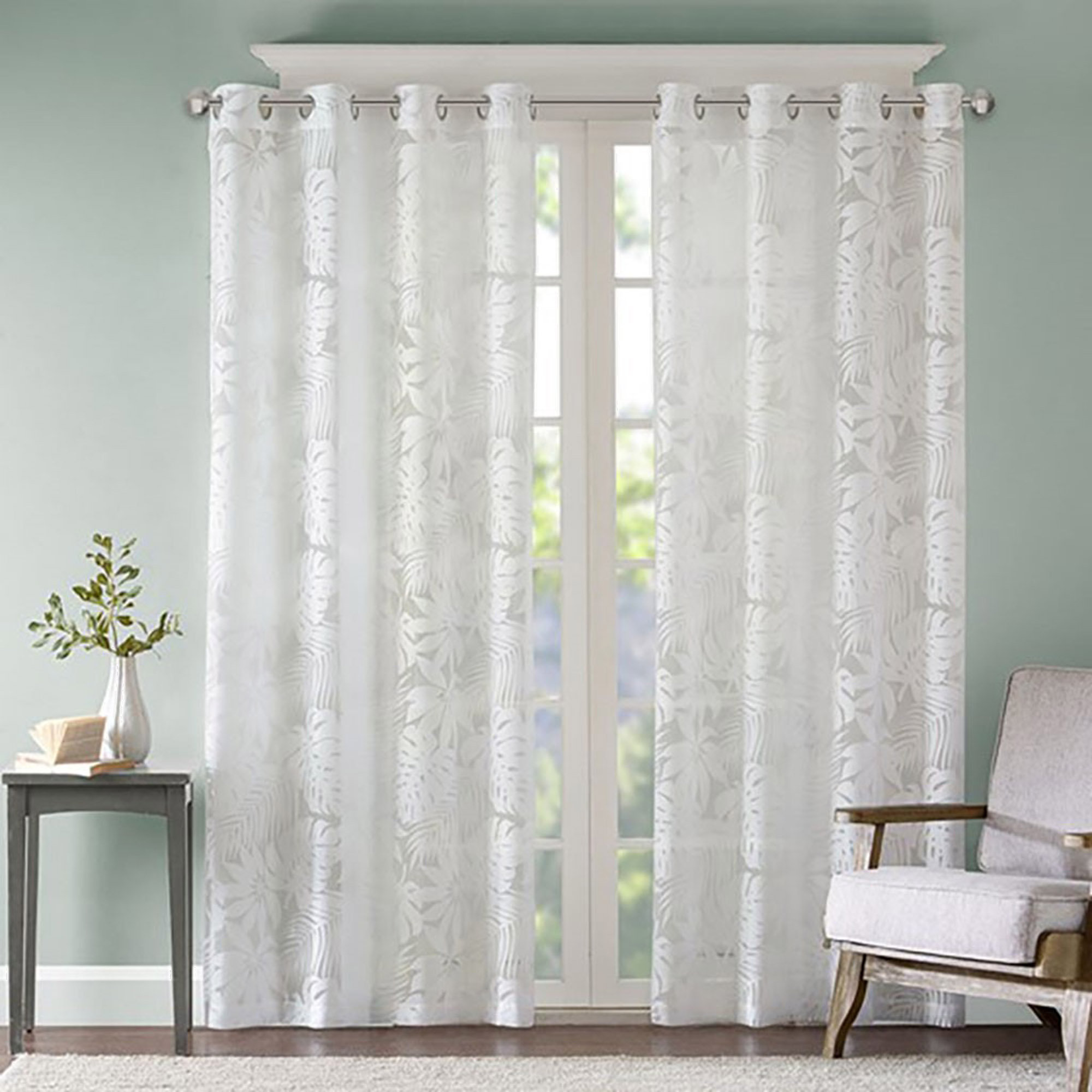 Bay Isle Home™ Palm Leaf Burnout Window Sheer | Wayfair