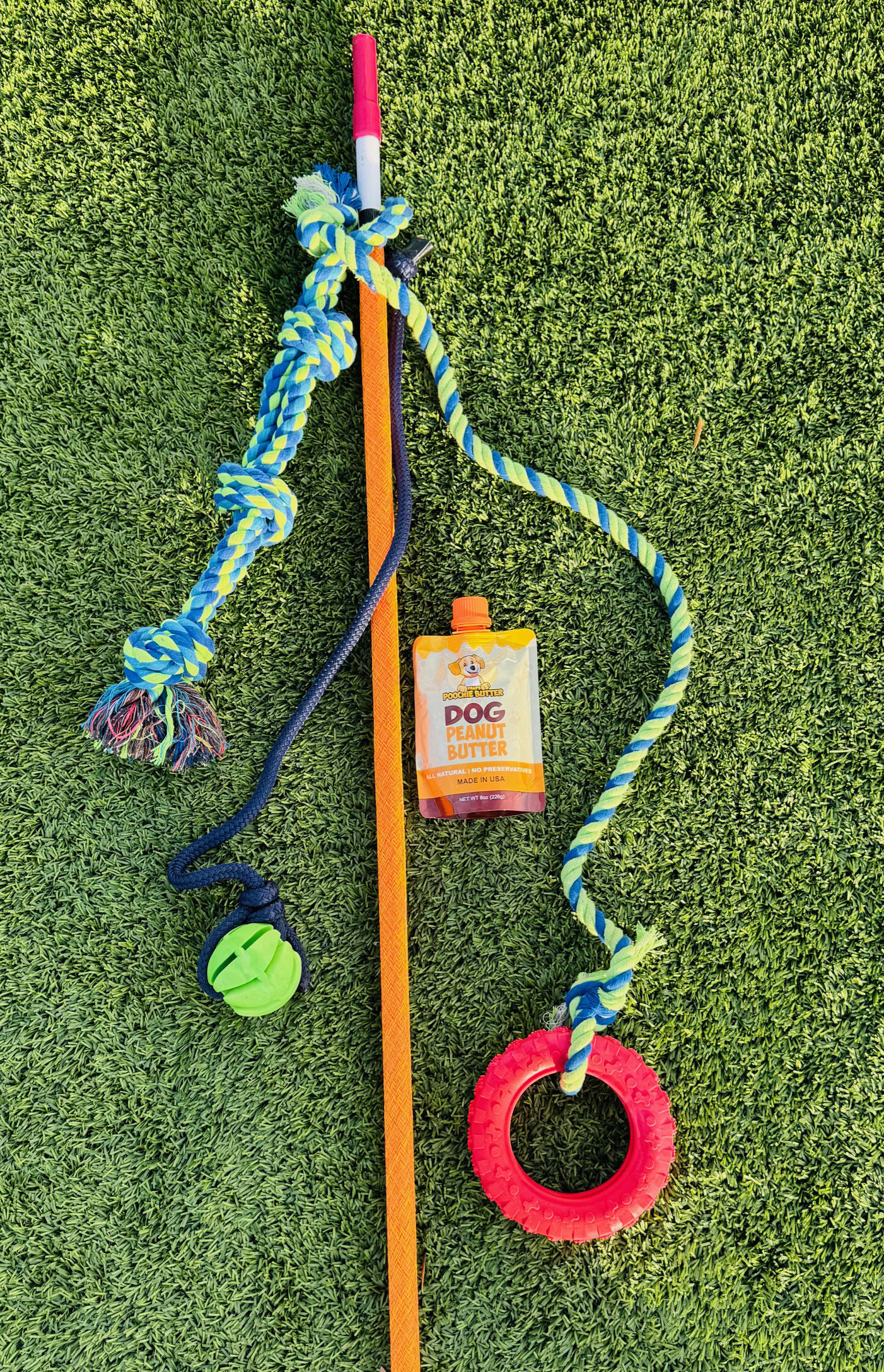 Valentino Pet Paws Outdoor Dog Tug Pole with Rope Ball Tire Treat Combo ...