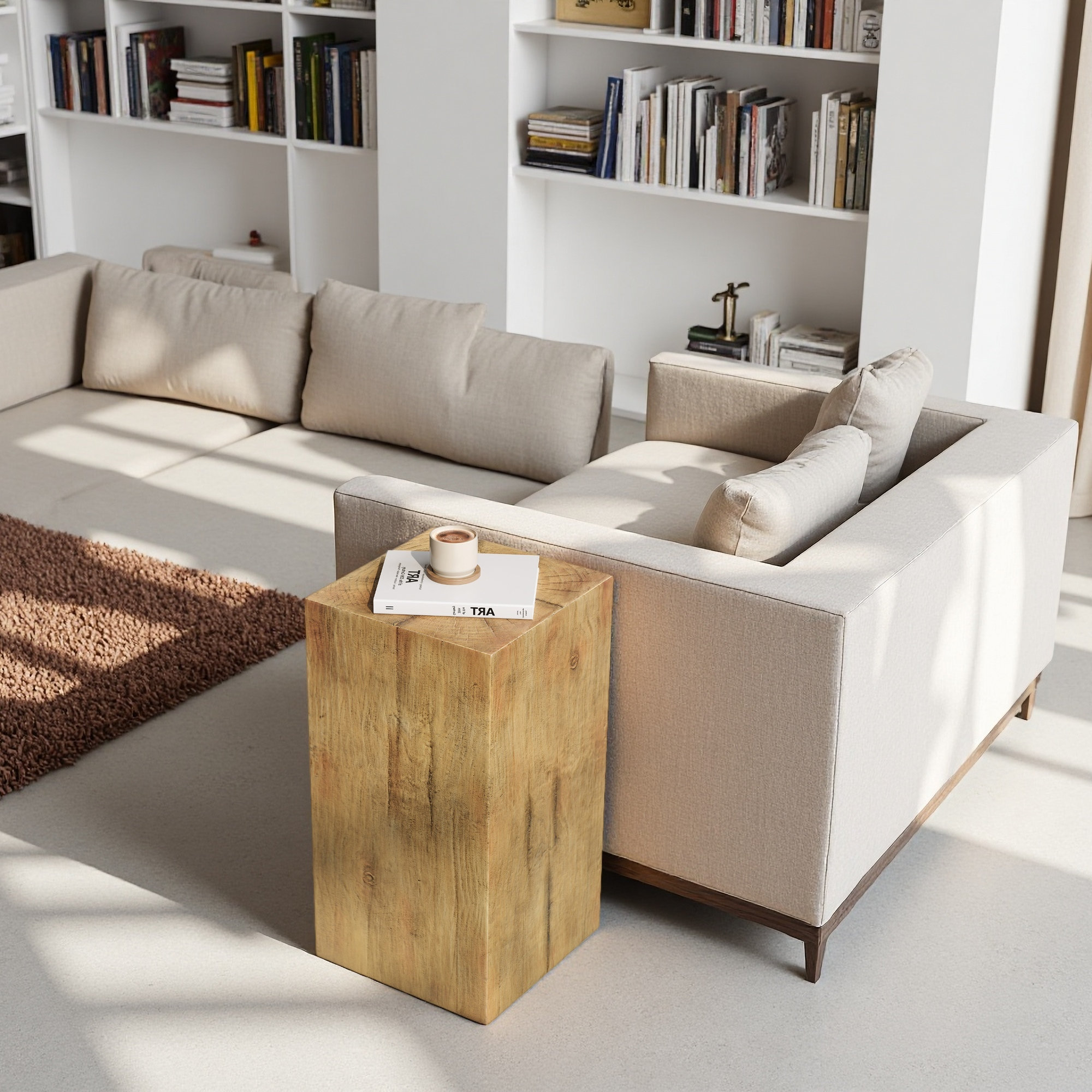 Latitude Run® Wood-Look Square-Column MGO End Table, Wood-Like ...