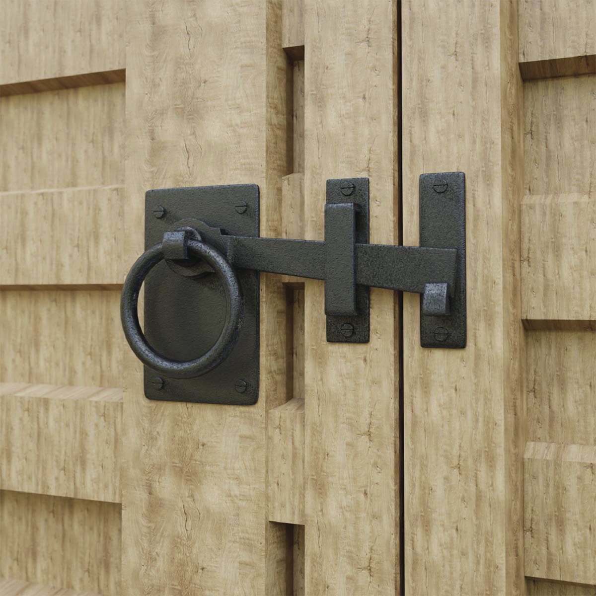 The Renovators Supply Inc. Black Gate Ring Latch Wrought Iron Lock Set ...