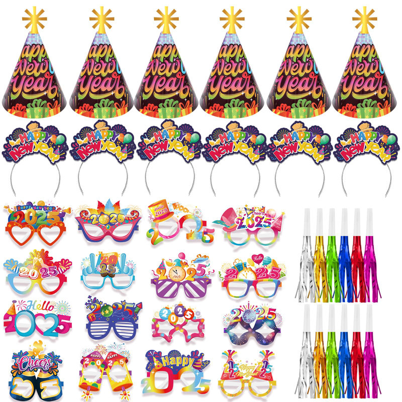 VOMGEB1 40-Piece Neon Color Happy New Year Party Favors Set | Wayfair