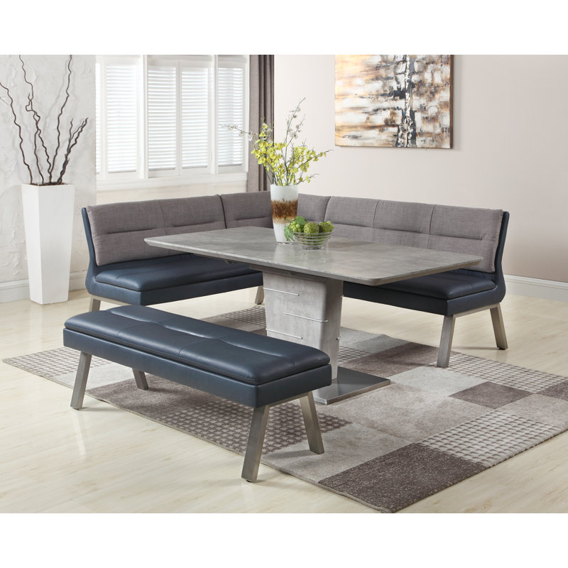 Wade Logan® Melgoza Dining Set w/ Extendable Table, Reversible Nook ...