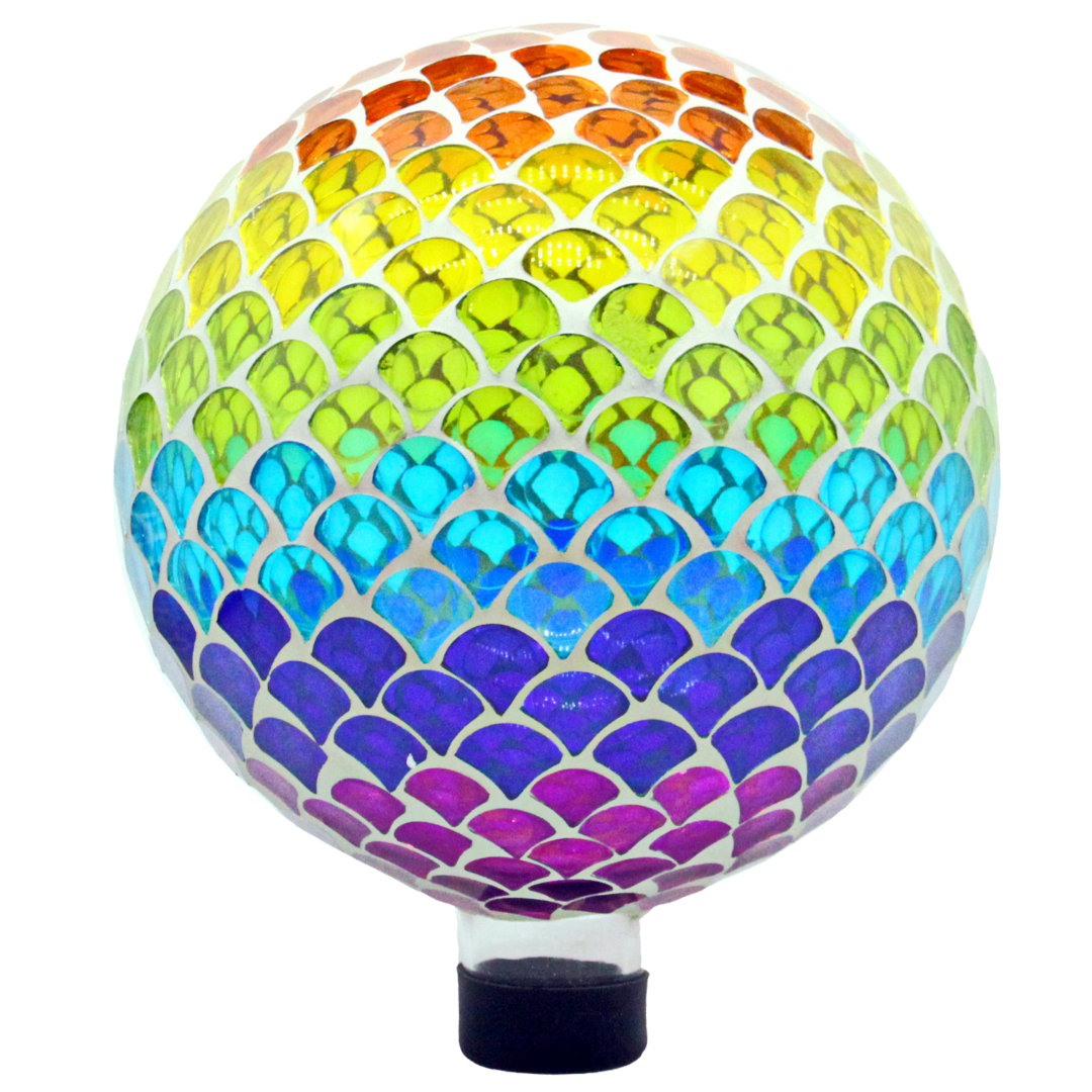 Arlmont & Co. Mosaic Glass Gazing Globe with Hanging Chain, Rainbow ...