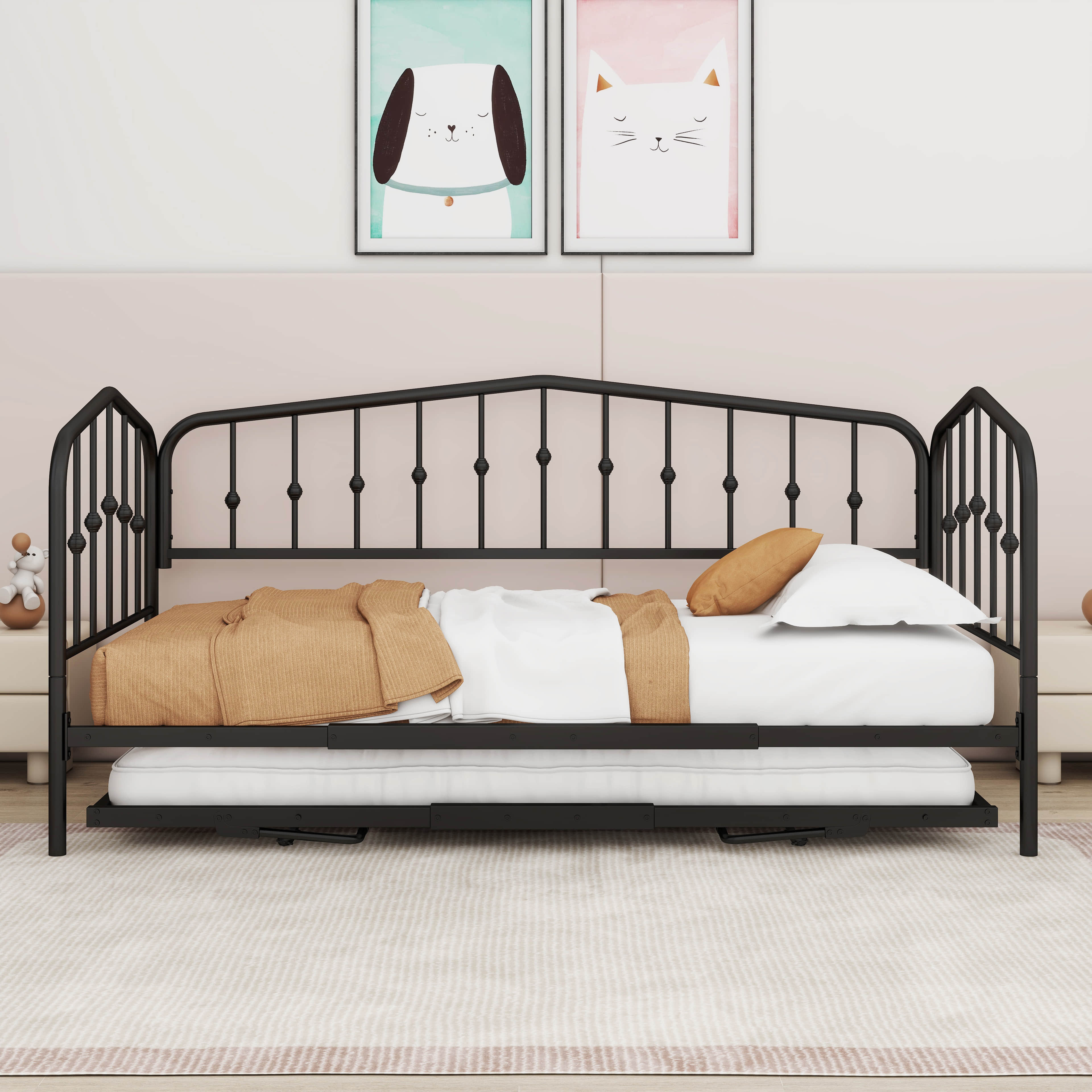 August Grove® Callalily Twin Size Stylish Metal Daybed with Twin Size ...