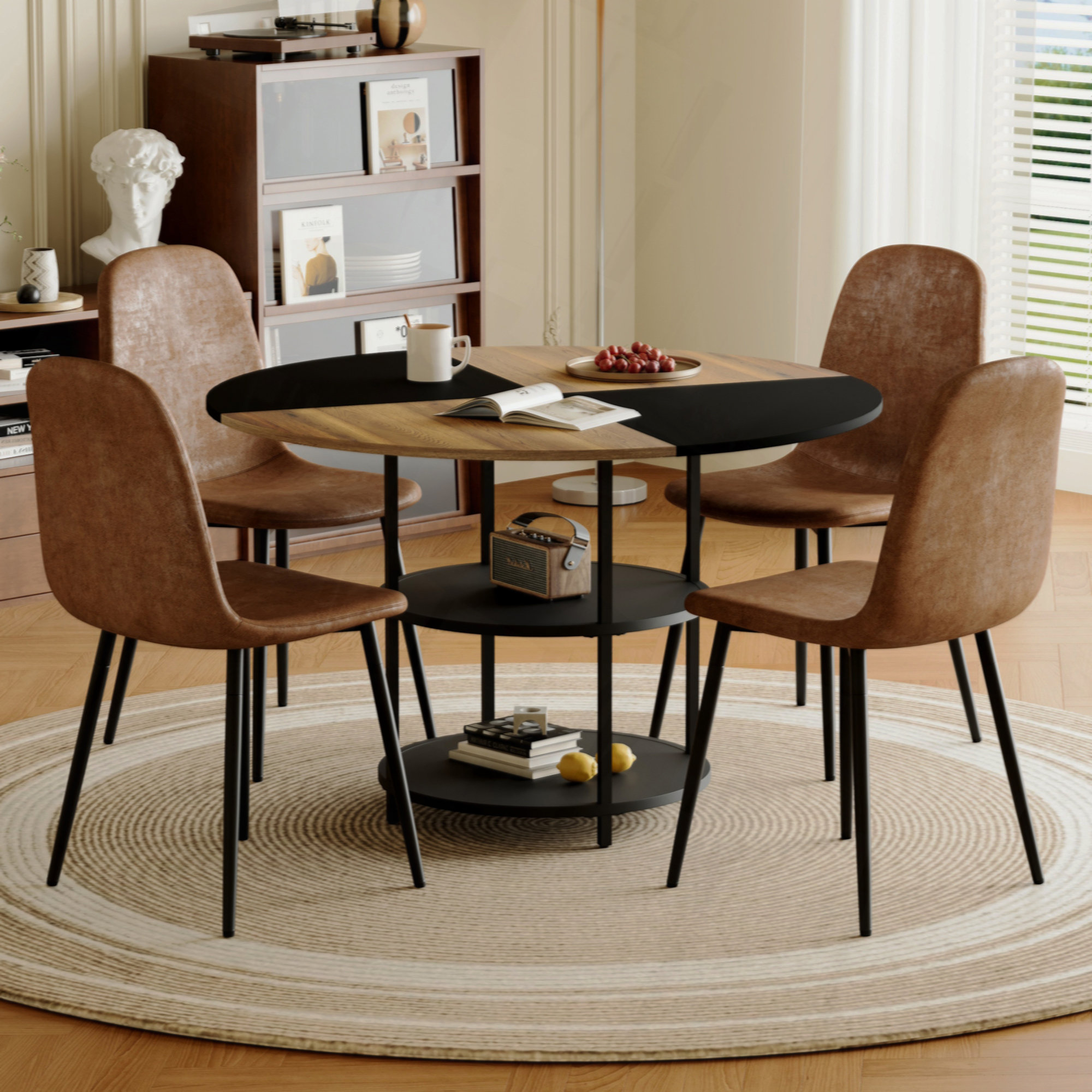 Corrigan Studio Table And Chair Set.A 47.3-Inch Diameter Modern ...