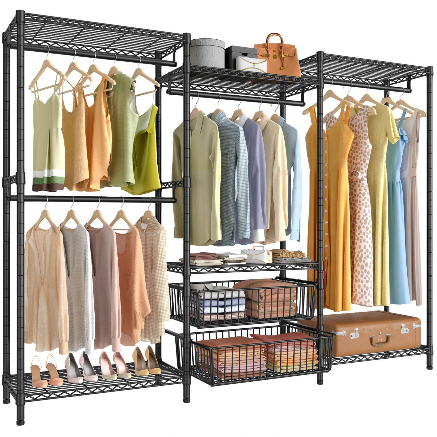 VIPEK V10i Plus 85.4" Wire Garment Rack with 2 Slid Baskets, Heavy Duty ...
