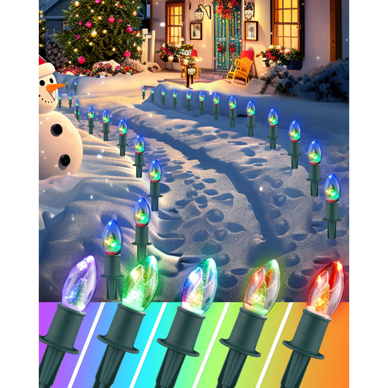 The Holiday Aisle® 24.5FT Connectable C9 Christmas Pathway Lights - 20 ...