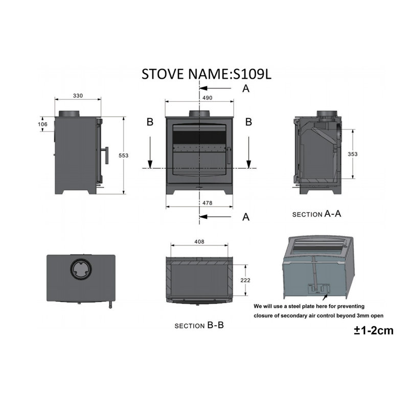 Ophelia & Co. Modern Wood-Burning Stove 8KW Defra Eco Design Stoves ...