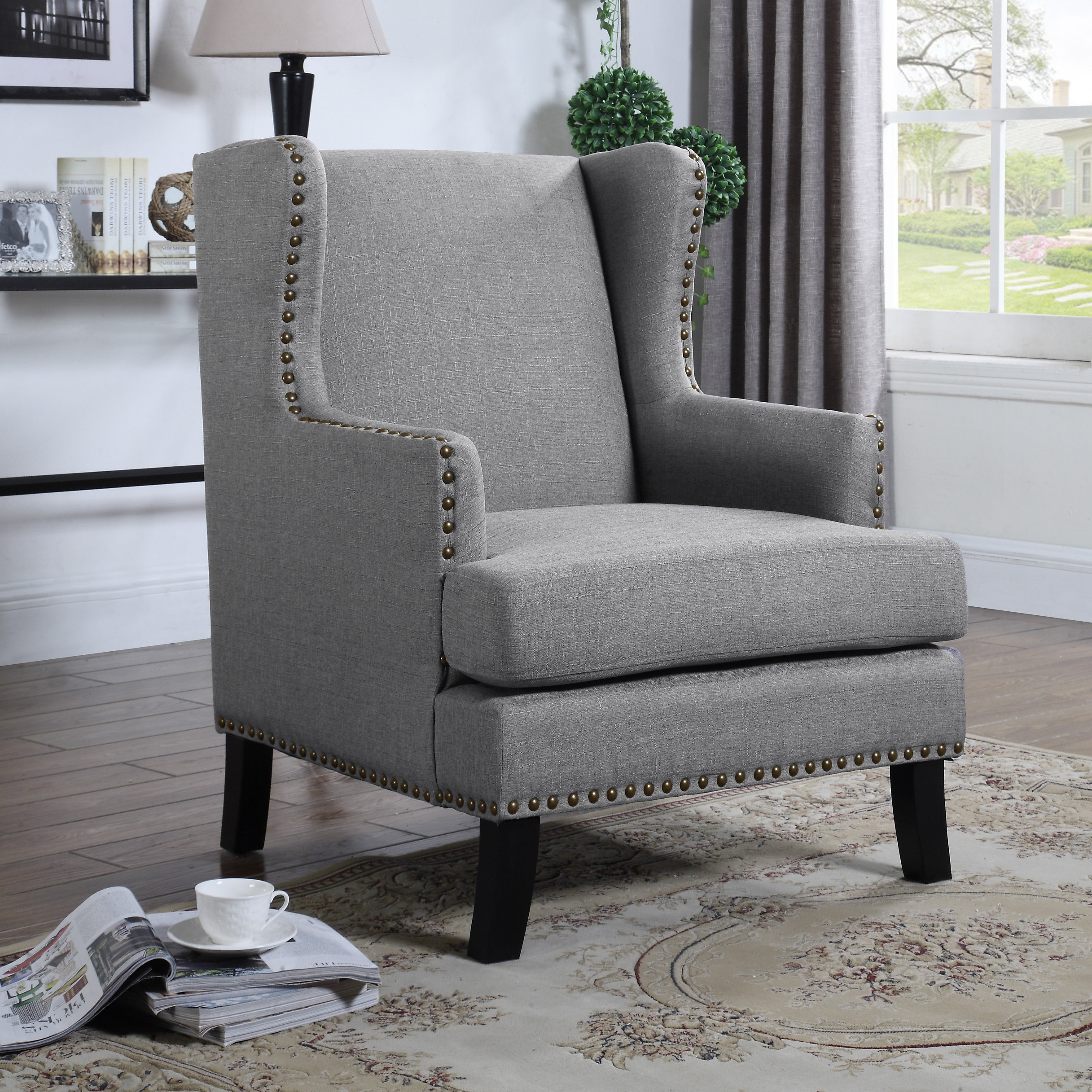 Alcott Hill® Kaleigh 29" Wide Linen Wingback Chair & Reviews | Wayfair