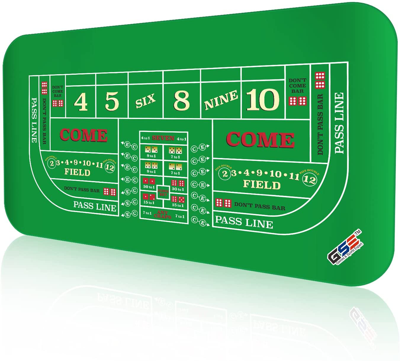 GSE Games & Sports Expert GSE 70"x35" Casino Craps Layout Mat with ...