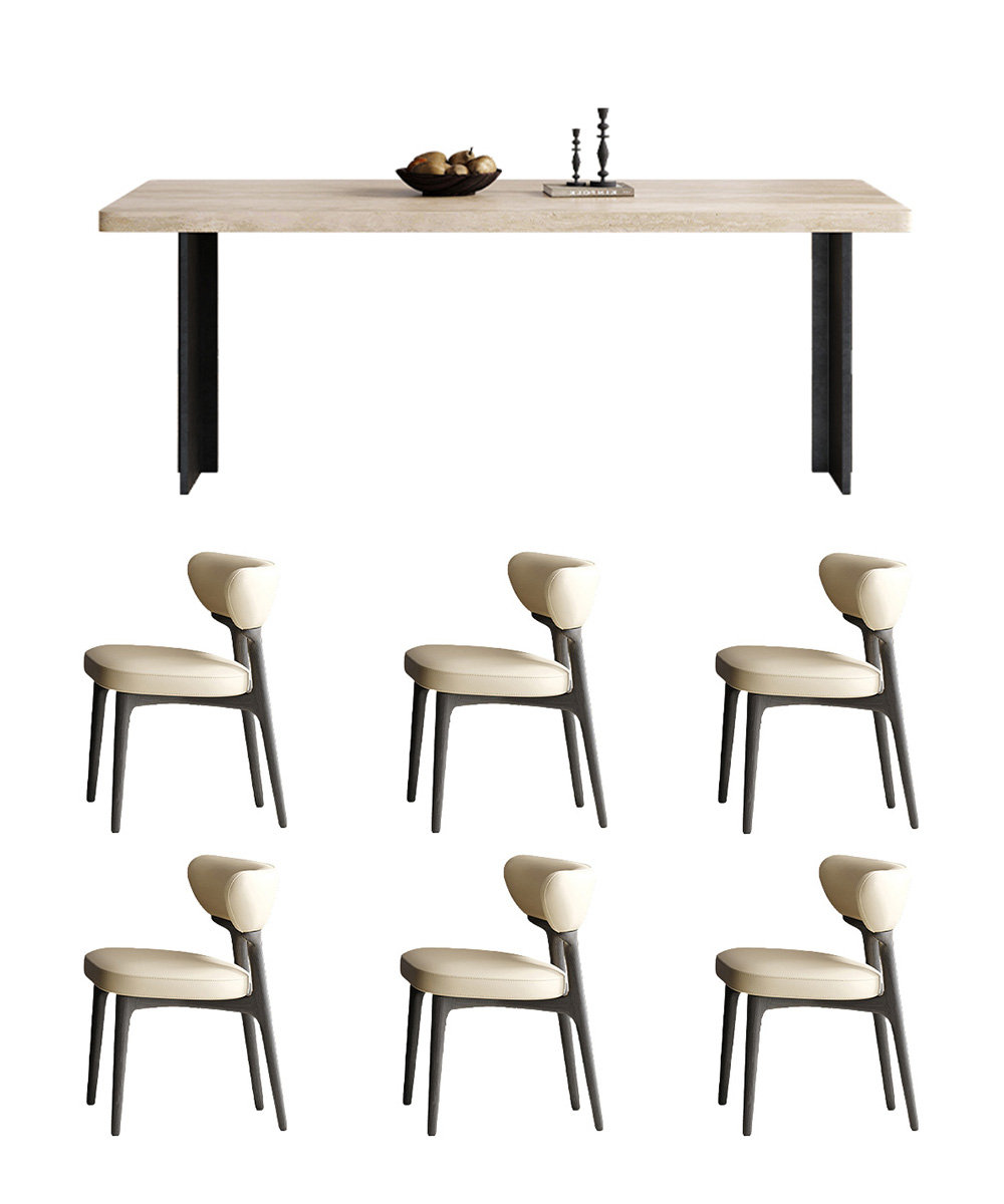 ASS Comfort Zone Cave stone slab rectangular dining table and chair ...