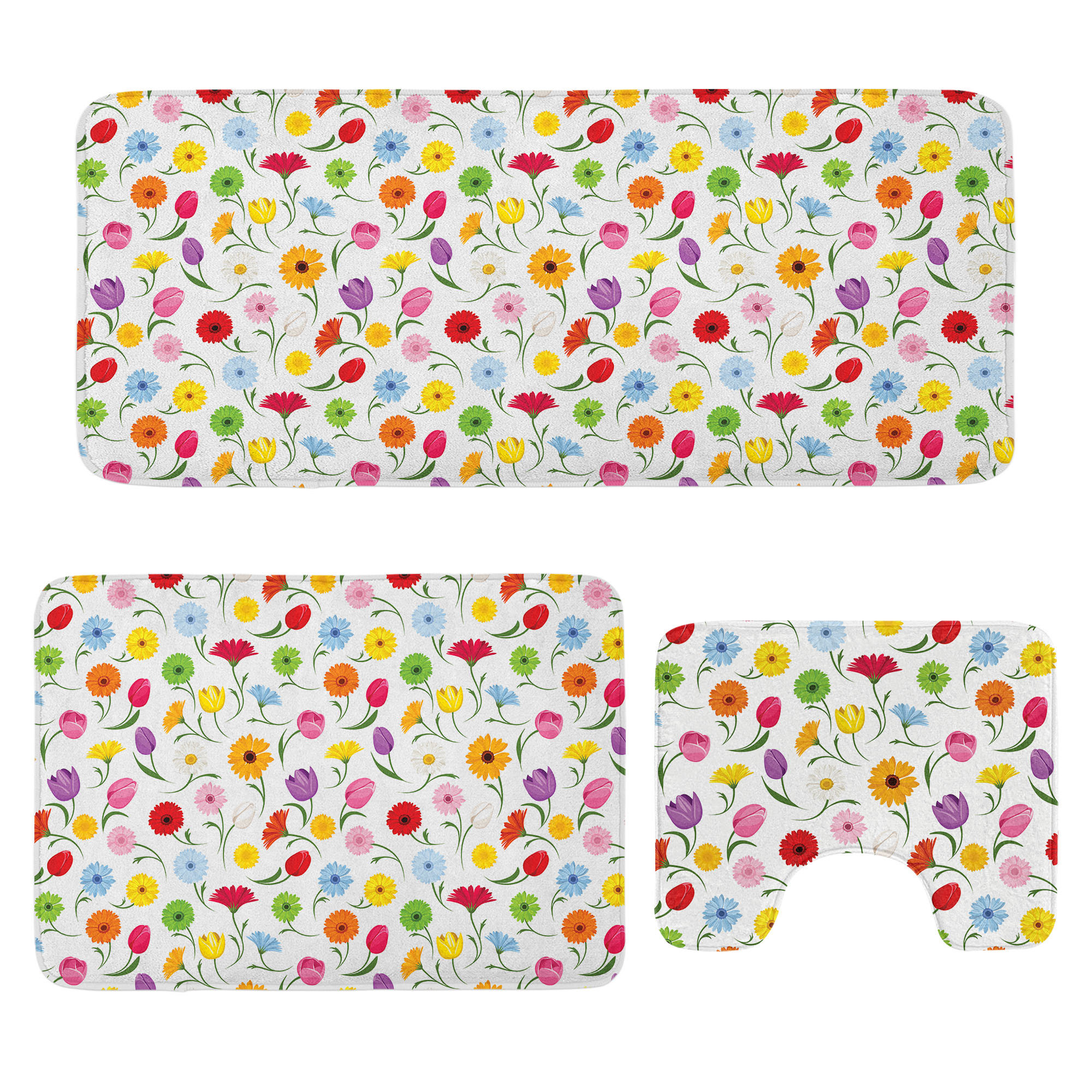 Ophelia & Co. Gerber Daisy Bathroom Rug Set 3 Pieces U-Shape ...