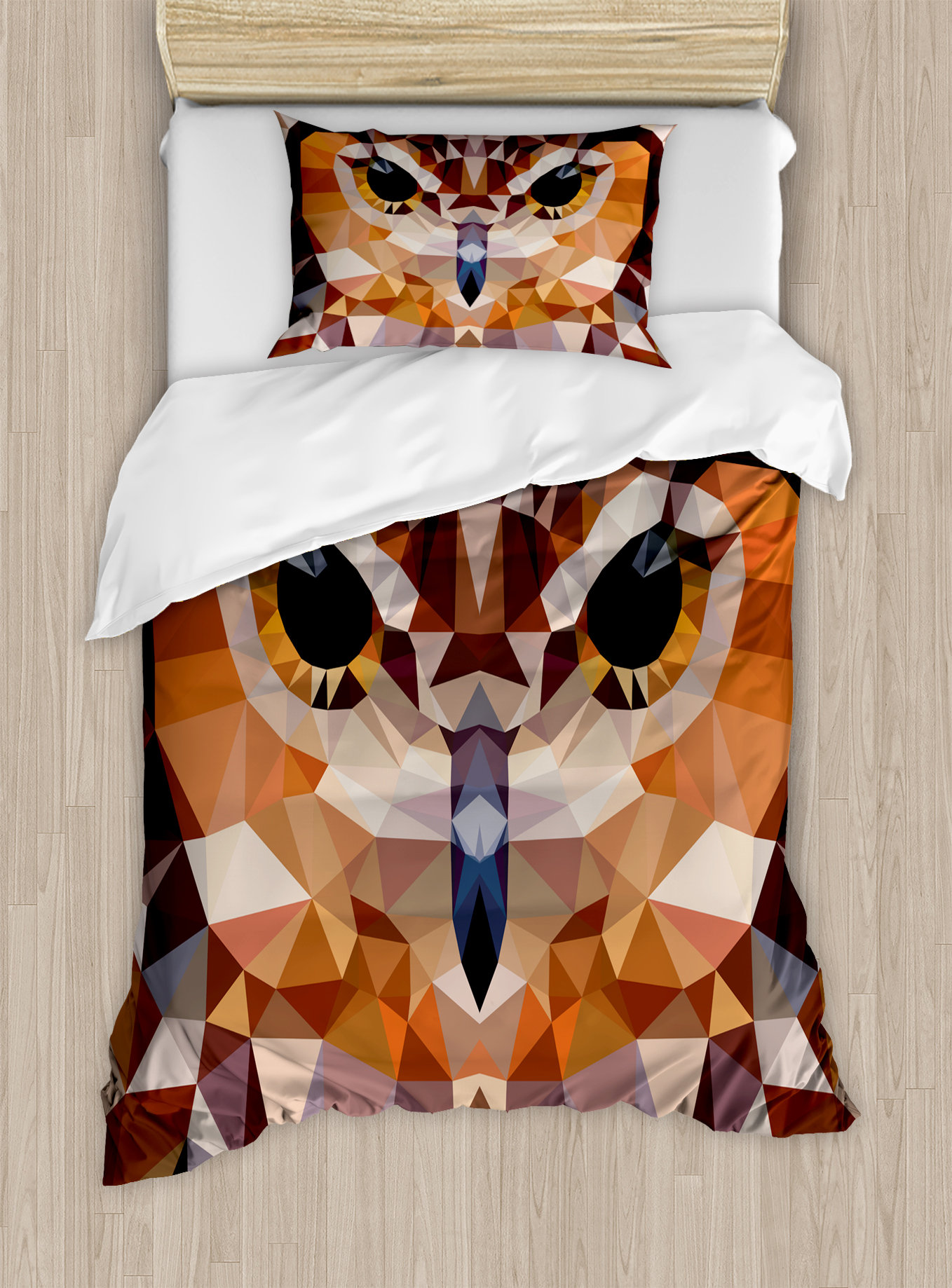 Ambesonne Geometric Mosaic Owl Head in Triangle Forms Retro Style Funky ...