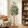 Latitude Run® 7 ft Artificial Olive Tree with Olives, Indoor Faux Tree ...