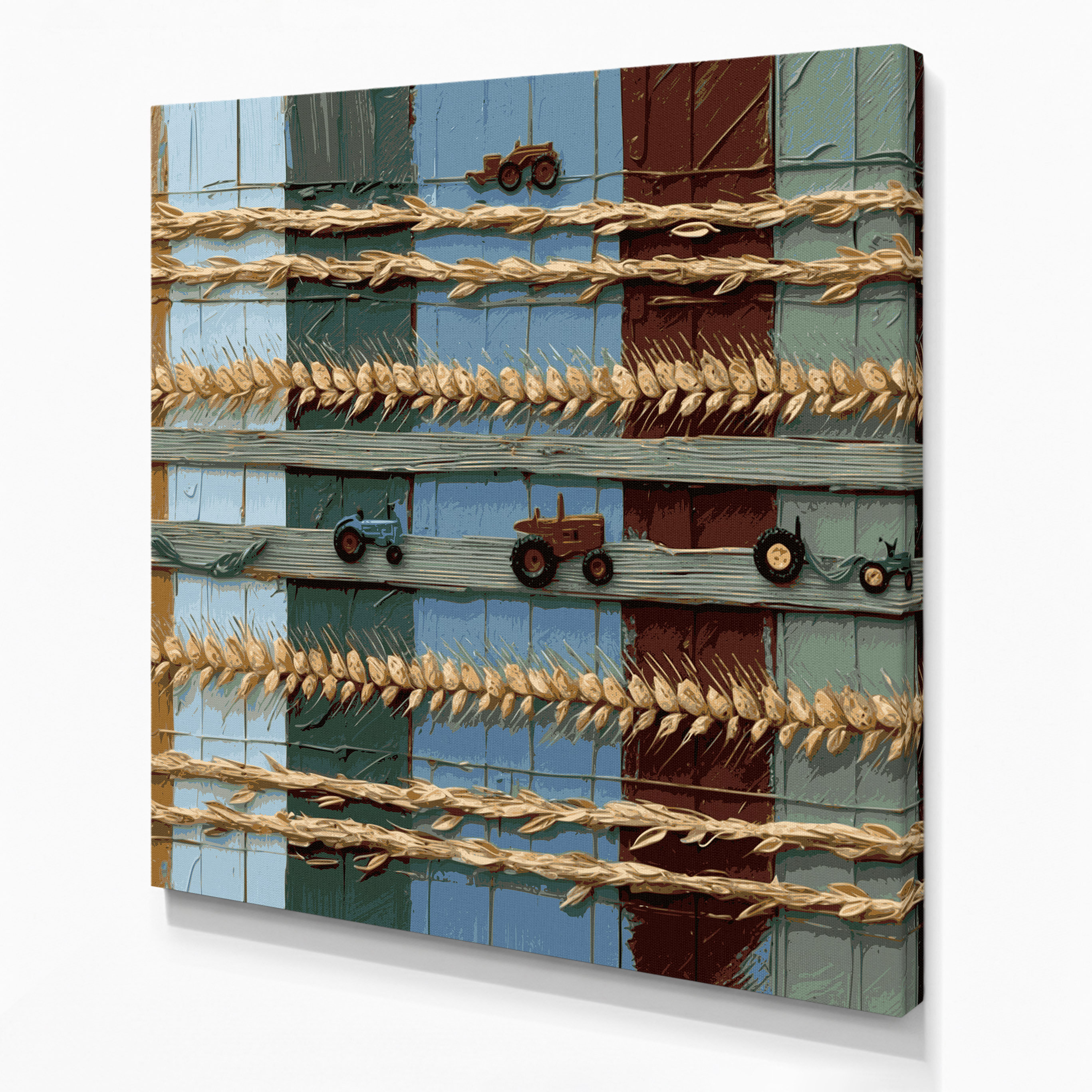 Ophelia & Co. Farm Plaid Patterns Gray Canvas Wall Art | Wayfair