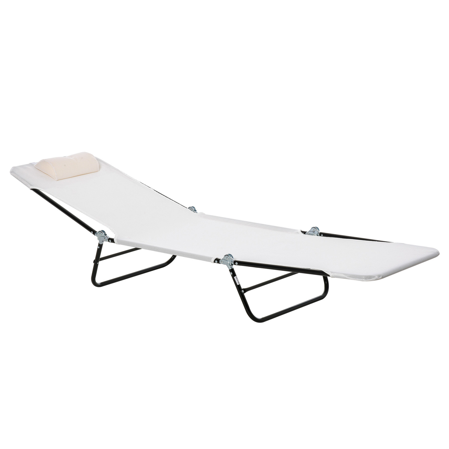 Ebern Designs Cream White Sunbathing Lounge Bed. Foldable Outdoor Chair ...