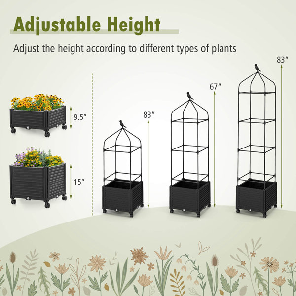 Winston Porter 1 Pcs Raised Garden Bed Tomato Cage Planter Box With Pe ...