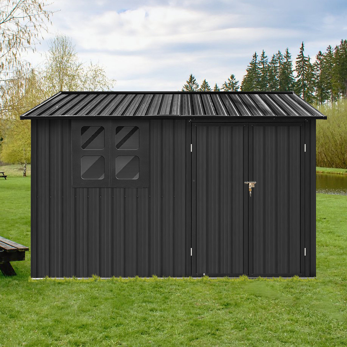 GZMWON Metal Garden Sheds Outdoor Storage Sheds With Window - Wayfair ...
