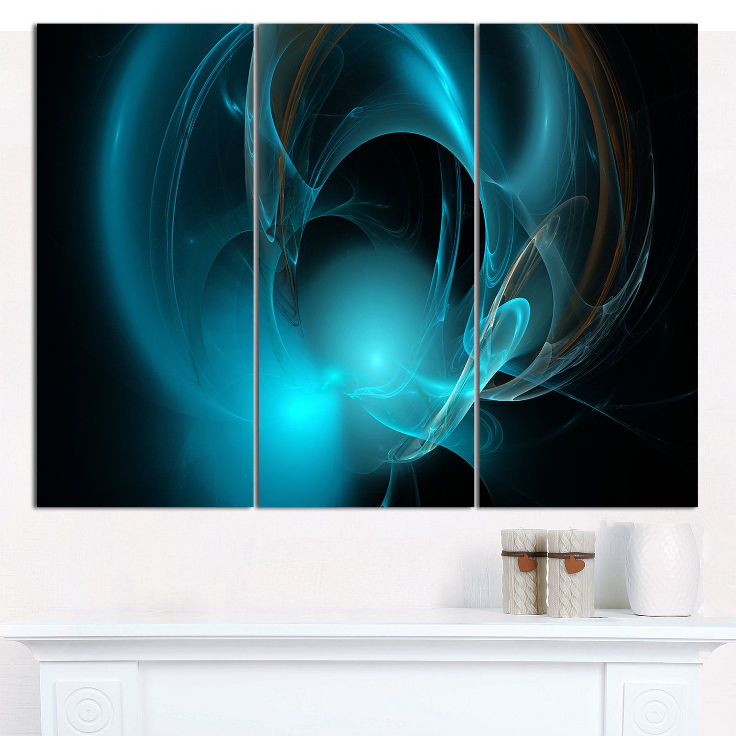 Design Art 'Blue Fractal Galactic Nebula' Graphic Art Print Multi-Piece ...