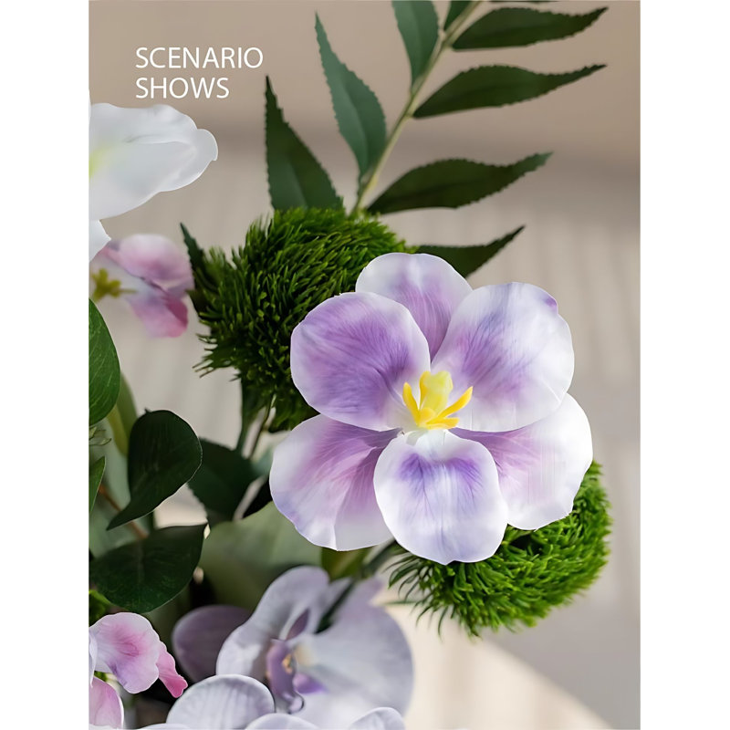 Primrue Fabric Orchid Arrangement in Vase | Wayfair