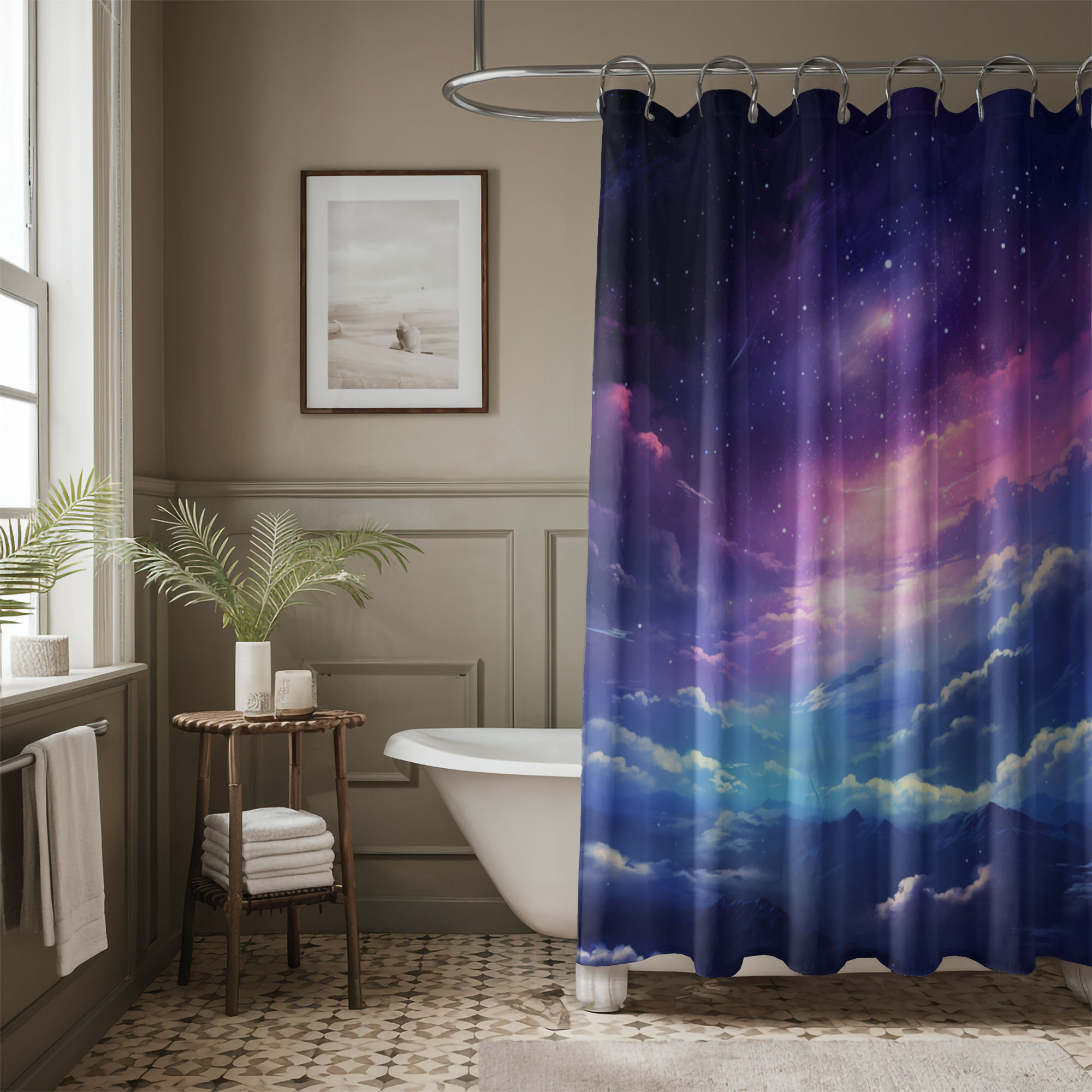 East Urban Home Midnight Spark - 1 Piece Standard Shower Curtain | Wayfair