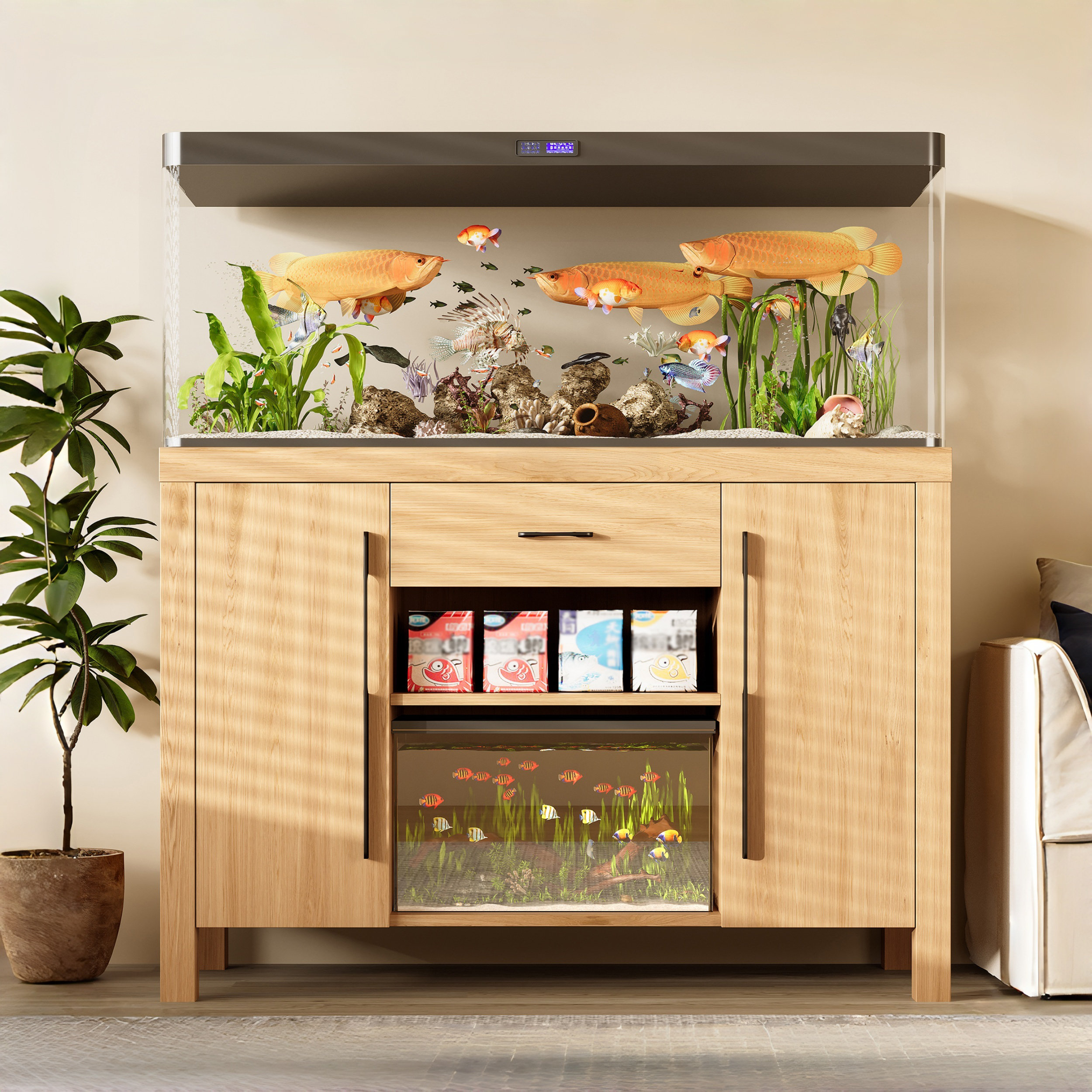 Tucker Murphy Pet™ Farmhouse 55-75 Gallon Aquarium Stand With Charging ...