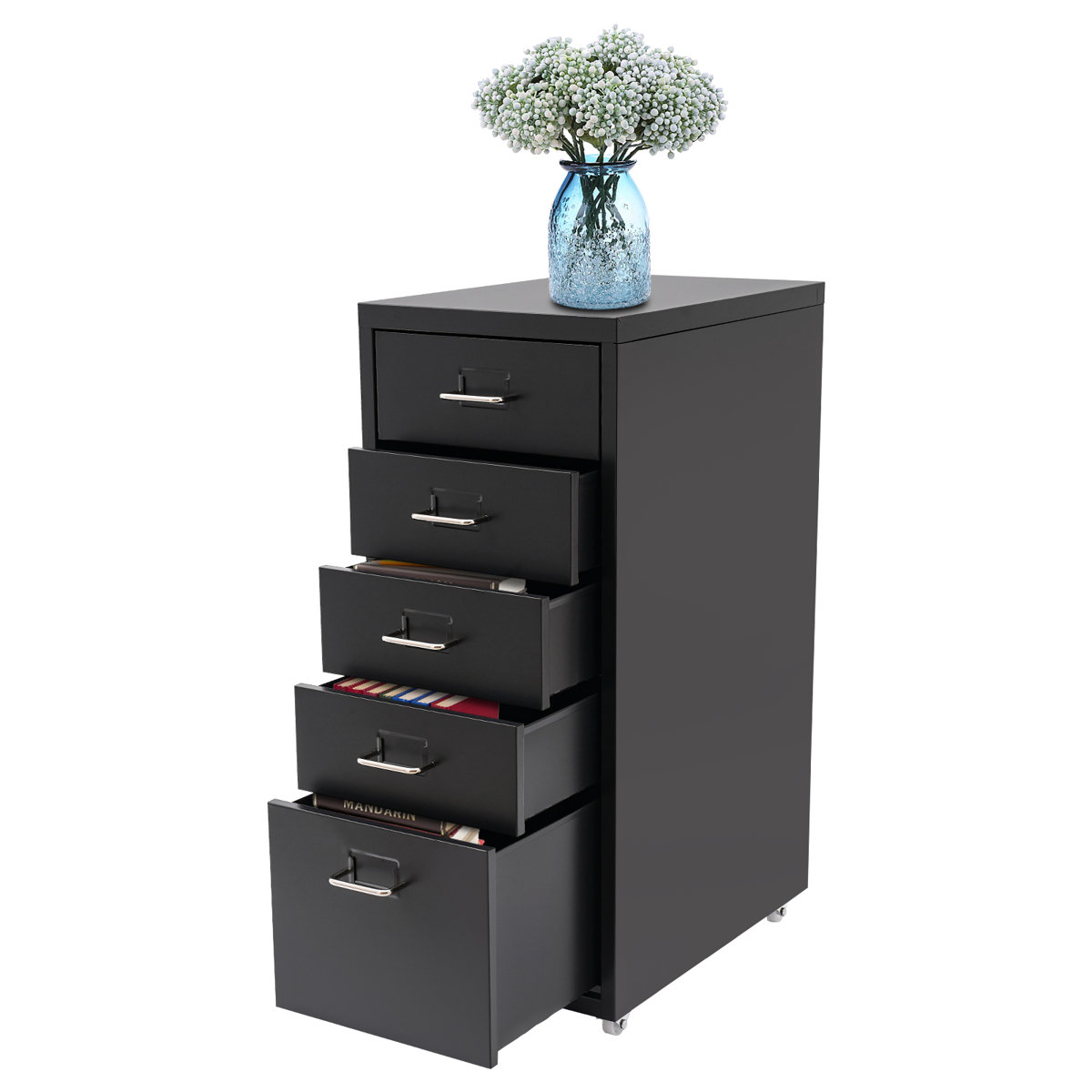 Ebern Designs Riesner 5-Drawer Storage Cabinet with Wheels | Wayfair